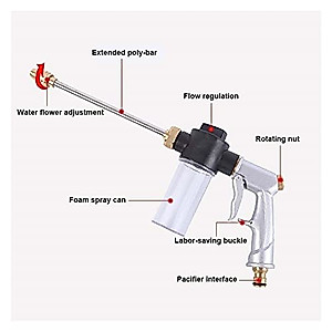 YANGPING HONGHUAER High Pressure Water Spray Gun Washing Machine Car Washing Machine Garden Watering Hose Nozzle Sprinkler Foam Cleaning Water Gun (Color : EU Plug)