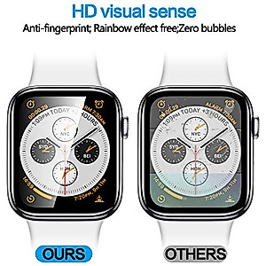 MIUOLV 2 Pack Watch Tempered Glass Screen Protector for Apple Watch 44mm Series 6/SE/5/4 Full Coverage Bubble-Free Scratch-resistant Anti-Fingerprint Screen Protector for Apple Watch 44mm
