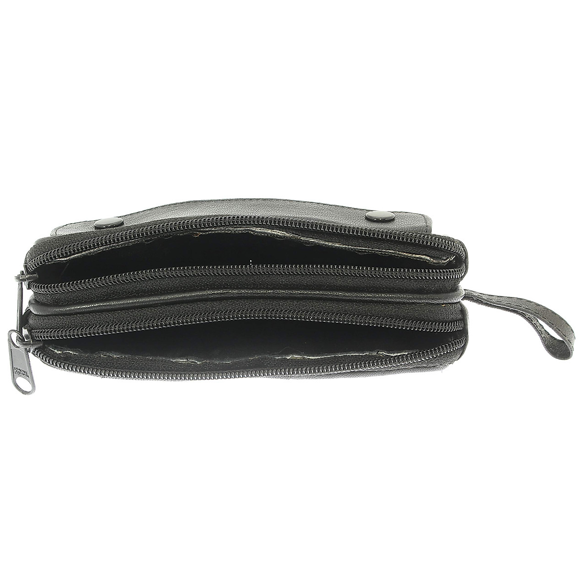 Soft Black Goat Leather Double Spectacle Glasses Case with Belt Loops/Key Ring Loop