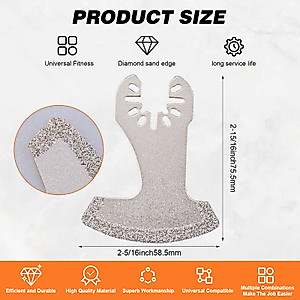 Diamond Oscillating Blades, Richeotai 8 Pcs Diamond Carbide Multi Tool Blades Set for Grout Removal, Flush Cut, Cleaning Mortar