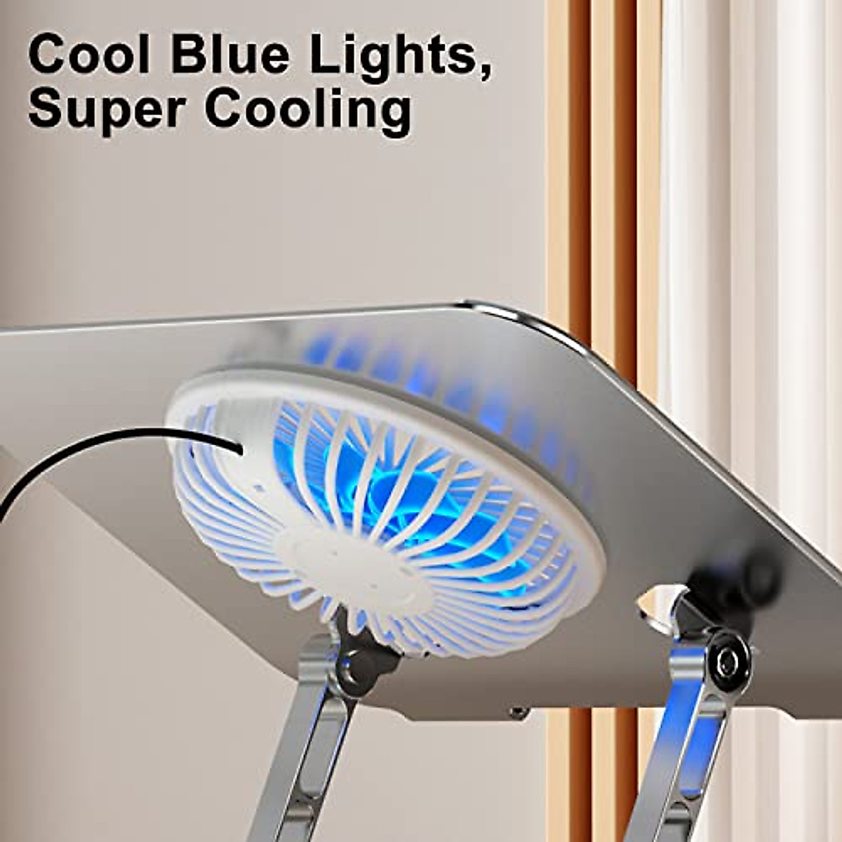 LIENS Adjustable Laptop Stand with 360 Rotating Base Compatible with MacBook Pro/Air Notebook up to 17 Inches Silver (Silver with Fan)