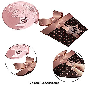 Happy 30th Birthday Party Hanging Swirls Streams Ceiling Decorations, Celebration 30 Foil Hanging Swirls with Cutouts for 30 Years Rose Gold Birthday Party Decorations Supplies