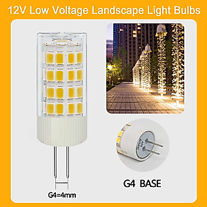 3W G4 LED Bulb 12V Replacement 20W-30W Halogen Lamp for JC Type Bi-Pin Base Landscape Bulbs/Track Lighting/Chandeliers/Accent Lights, Warm White 3000K Non-Dimmable, 5-Pack