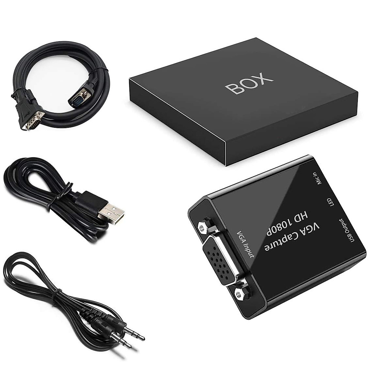 VGA Capture Card, VGA to USB Capture Device with Mic Input Support HD 720P Video for Gaming, Streaming, Teaching, Video Conference, Live Broadcasting