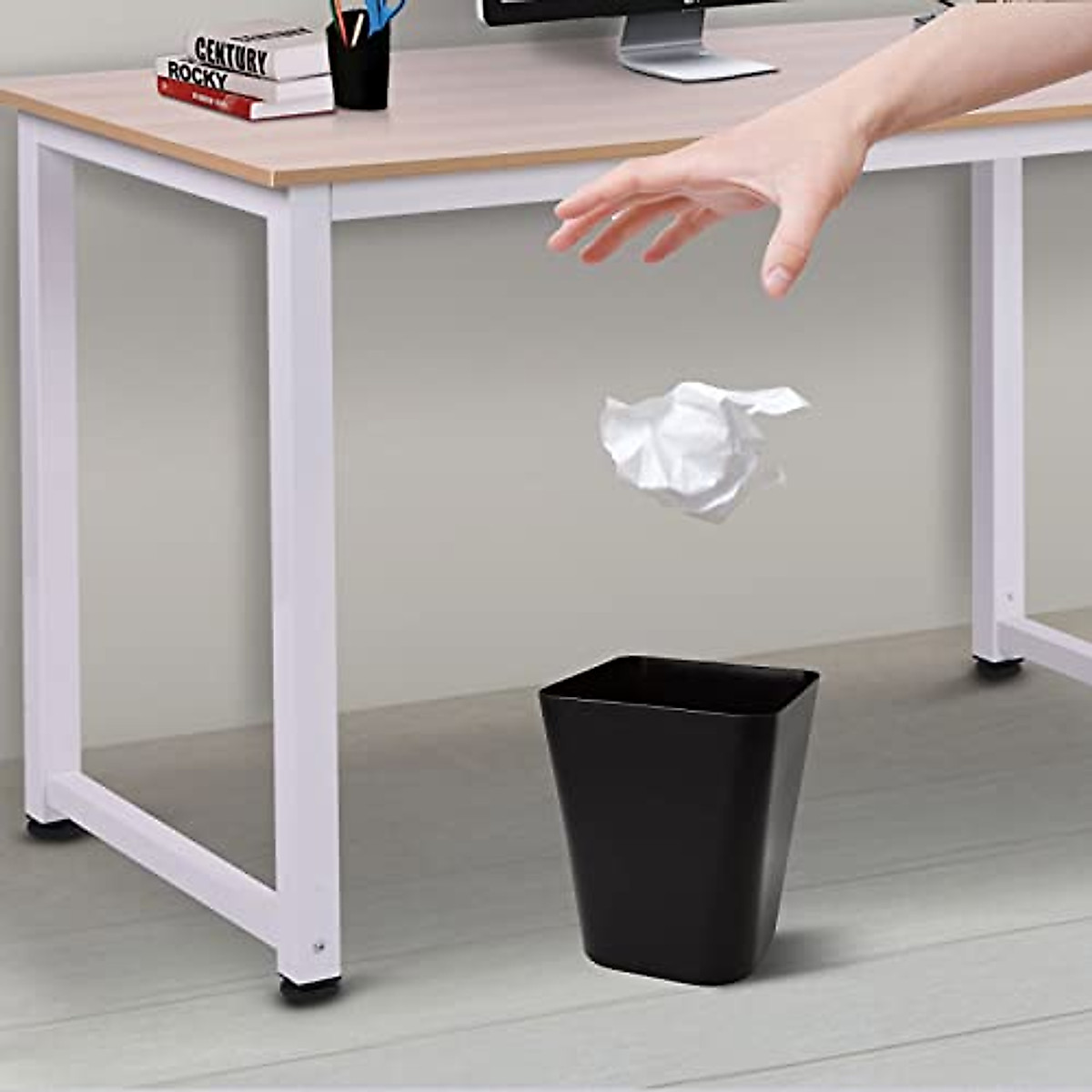 ZOFORTY 6 Pack Slim Plastic Trash Can Wastebasket 1.5 Gallon Small Garbage Bin Black Trash Bin Waste Basket for Office Bathroom Bedroom Home Kitchen Dorm - 9”High