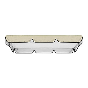 RYGHEWE Outdoor Swing Canopy,Waterproof Patio Chair Top Cover for Swing, 2 & 3 Seater Garden Porch Seat Furniture Sun Shade Patio Swing Top Sunproof Cover for Patio Yard(164 x 114 cm, Beige)