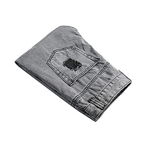 Men's Slim Fit Ripped Jeans for Men Distressed Destroyed Straight Leg Jeans Blue 36