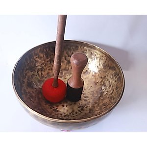 NHH 16 Inches Healing Meditation Tibetan Singing Bowl, Hand Hammered Singing Bowls with Cushion & Mallet Striker