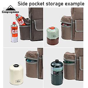 CAMPINGMOON Camping Stove Carry Case for Coleman 2-burner Stove Canvas CM-B Pockets for Gas Fuel