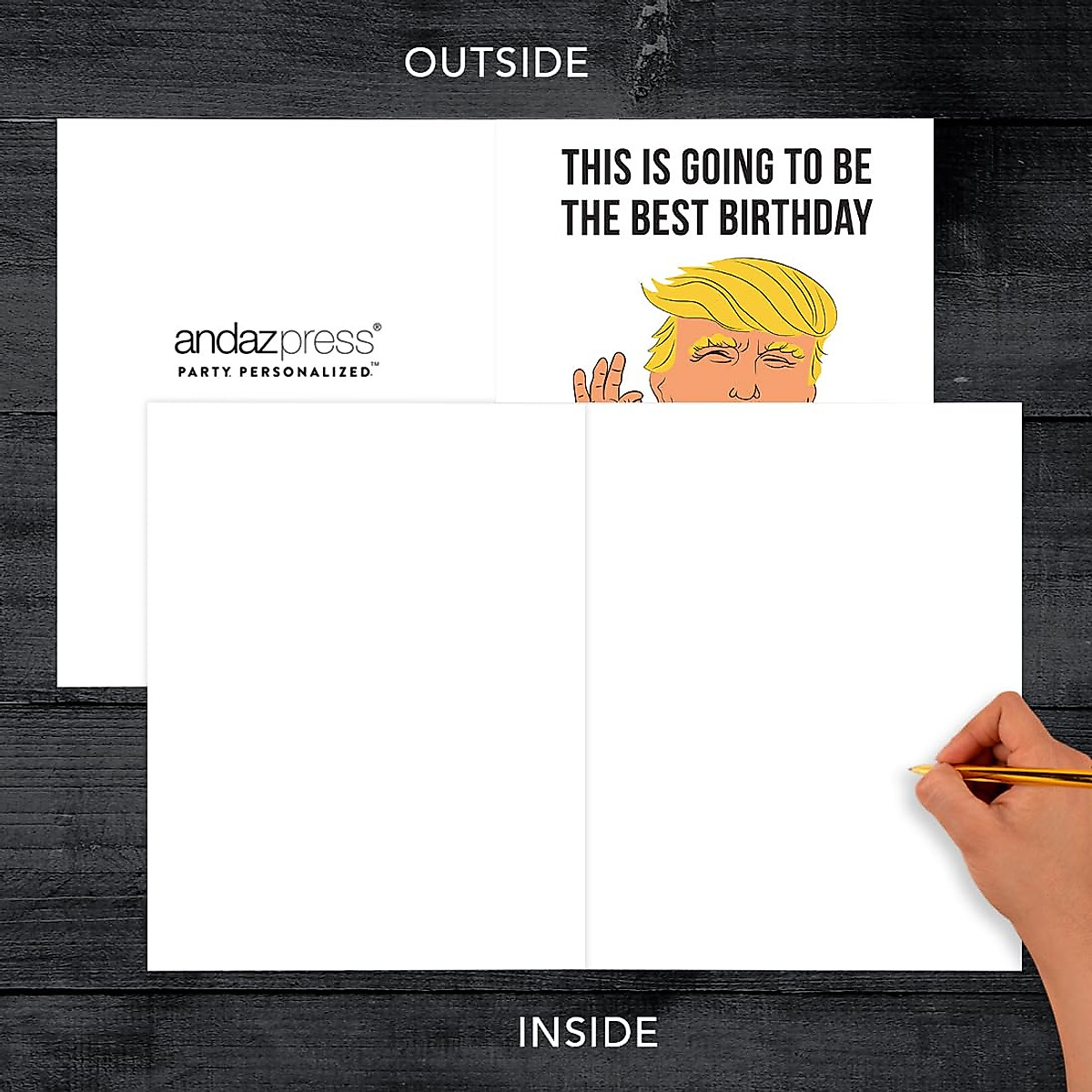 Andaz Press Funny Jumbo Birthday Card With Envelope 8.5 x 11 inch, Greeting Card, Trump Best Birthday, Yuge