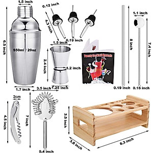 Cocktail Shaker Set with Stand, 15 Piece Bartender Kit Home Bar Accessories - Martini Shaker with Built-in Strainer, Muddler, Jigger, Drink Shaker 304 Stainless Steel, House Warming Gitfs New Home