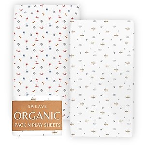 Organic Crib Sheets (2-Pack) - 100% Organic Cotton GOTS Certified, Breathable Crib Sheets, Double-Elastic for Secure Fit, Extra Protection for Your Baby, Cotton Crib Sheets Fitted (28"x52")