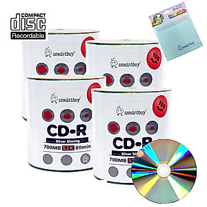 Smartbuy 400-disc 700mb/80min 52x CD-R Silver Shiny Blank Recordable Disc + Free Micro Fiber Cloth