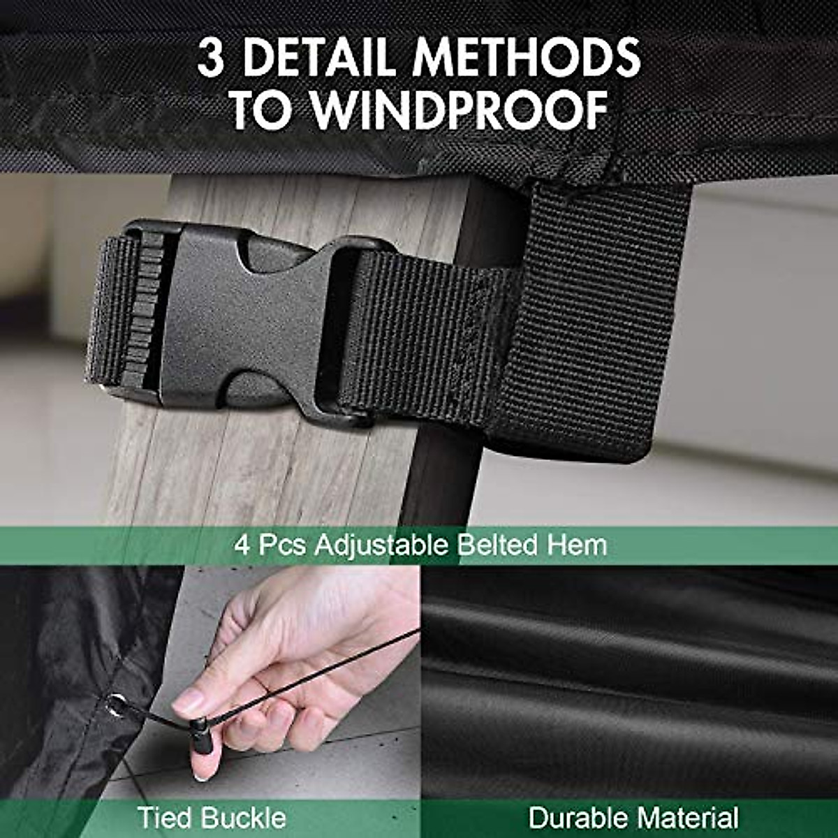 JOORY Large Patio Furniture Outdoor sectional Furniture Covers Waterproof Dust Proof Furniture Lounge Porch Winter Sofa Cover Protector D126”x W63”x H28” - Double Stitched Seam and Waterproof Strips