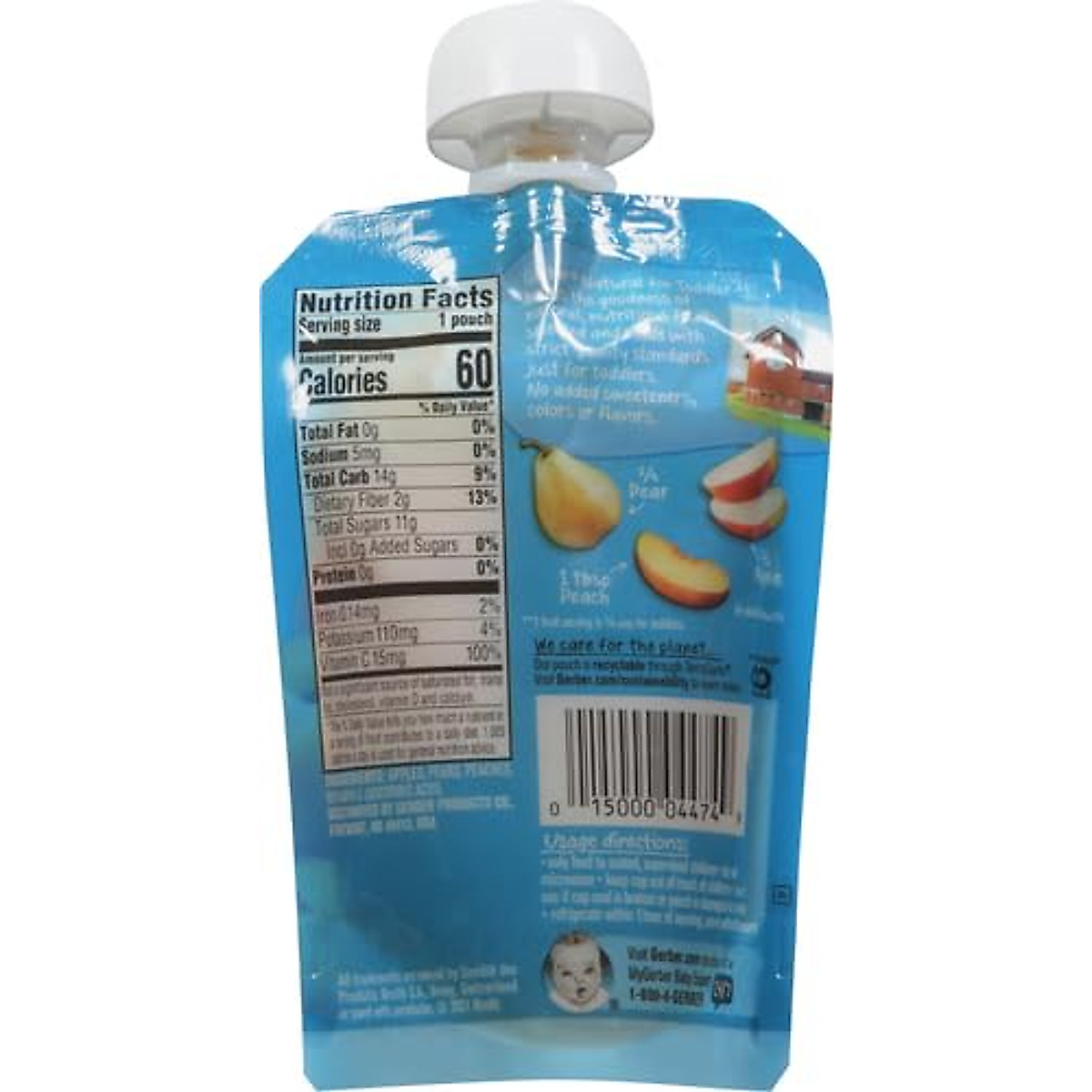 Gerber Baby Food Toddler Apple Pear Peach, 3.5 Oz Pouch