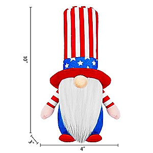 2PCS 4th of July Gnome Patriotic Gnomes Plush Independece Gnomes Decorations Couple Handmade Swedish Tomte Gnomes Ornaments for Patriotic Party Table Decoration Tiered Tray Decorations Fireplace Decor