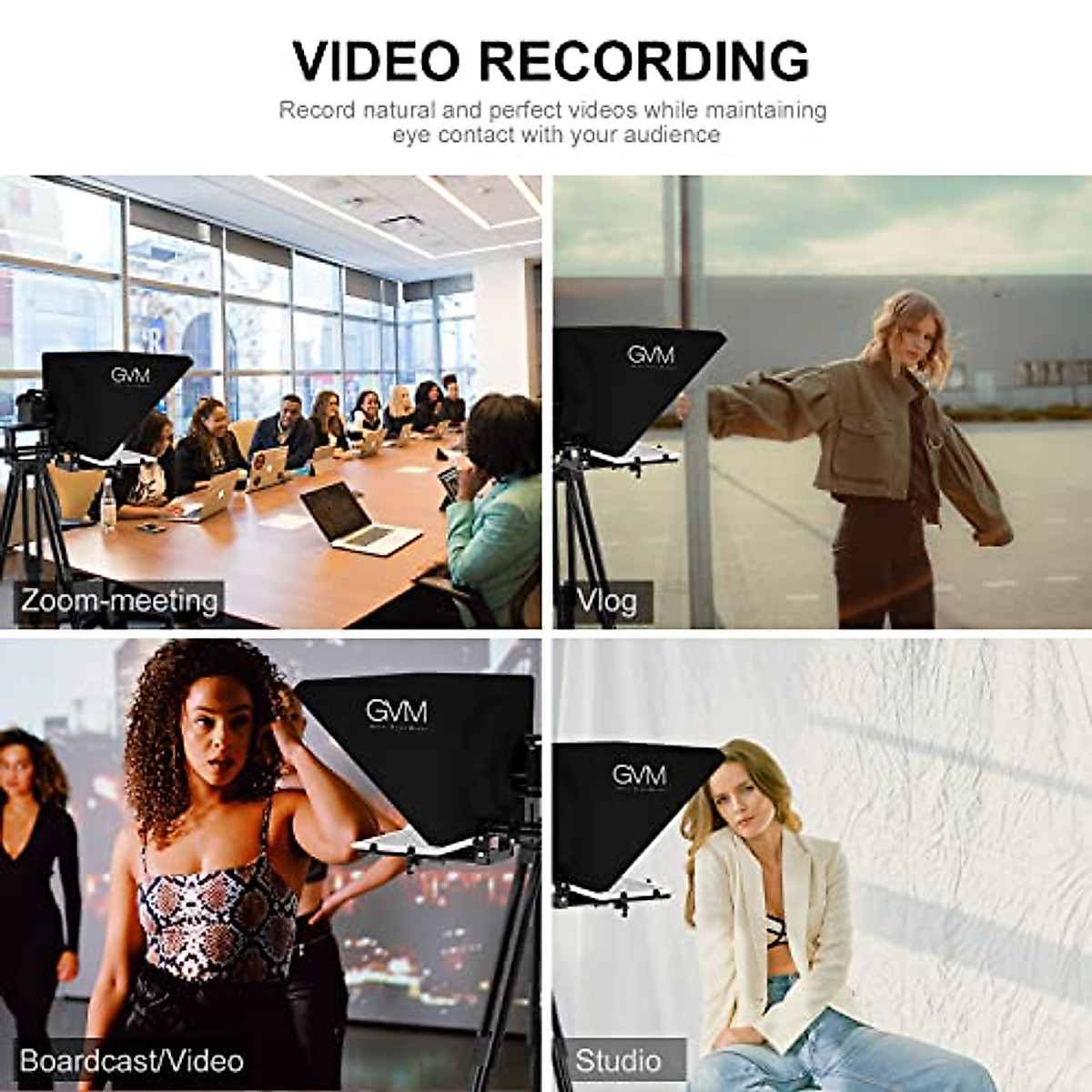 GVM Teleprompters for ipad Tablet DSLR Camera Portable 18'' Teleprompter Kit with Remote Control & App,Solid Aluminum Constructions,Colorless Spectroscope,Ultra HD Wide-Angle Lens