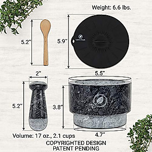 Laevo Mortar and Pestle Set (Large) | Gray Marble | Stone Spice Grinder | 2.1 Cup Capacity | 5.5 inch | Reversible | Molcajete Mexicano | Guacamole, Pesto, Spices | Large Mortar & Pestles | Gift Set