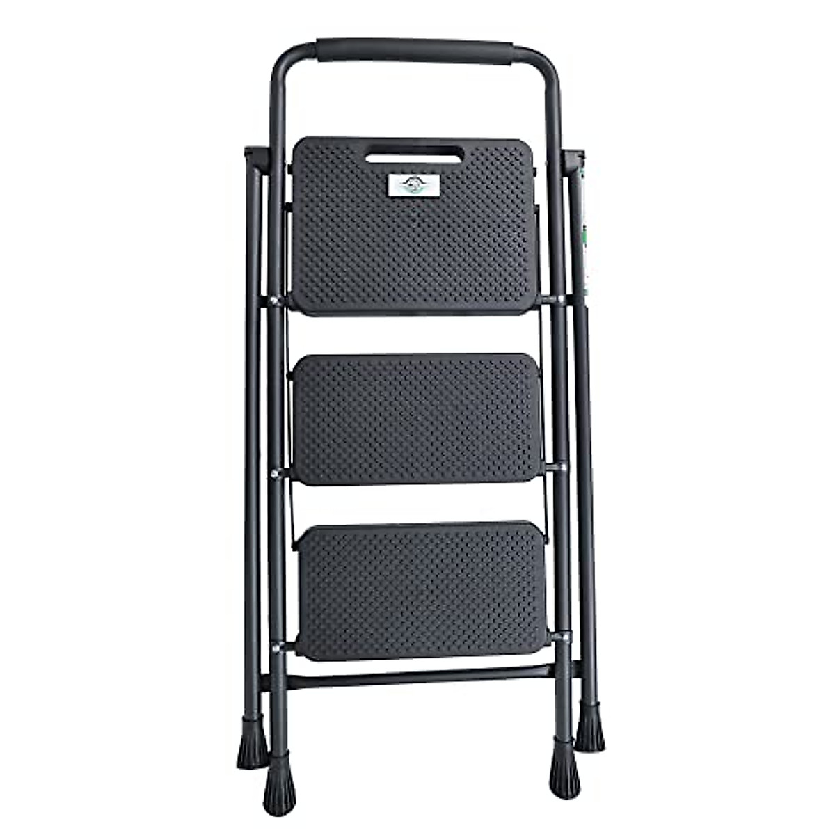 Elevon Folding Step Stool with Wide Anti-Slip Pedal, ​330​lbs Sturdy Steel Ladder, 3-Step
