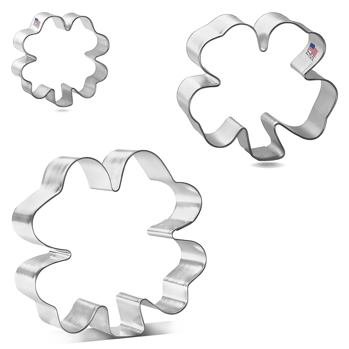 Foose Cookie Cutters Four Leaf Clover Cookie Cutter 3 Pc Set with Recipe Card, Made in USA