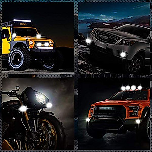 Aaiwa LED Pods with Wiring Harness, 4 Inch 120W LED Light Bar, 2PCS 12000LM Spot Flood Combo Off Road Light Triple Row LED Work Light Driving Fog Lamps for Pickup Truck ATV UTV SUV Boat Light