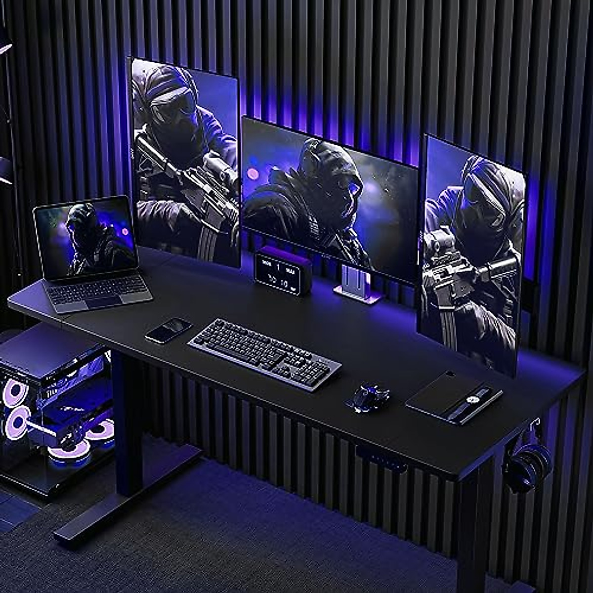 SIAGO Electric Standing Desk Adjustable - 55 x 24 Inch Sit Stand Desk with Cable Management - Adjustable Height Stand up Computer Table Desks for Home Office Work