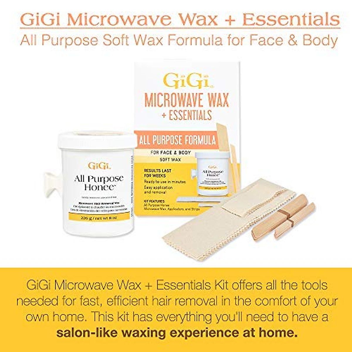 GiGi Microwave Hair Removal Wax, All Purpose Honee, with Essentials
