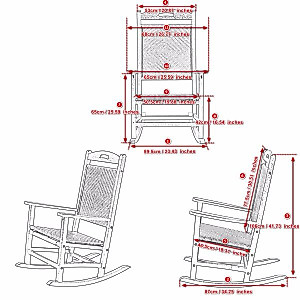 INXXCOROO 44" L x 22" W x 41" H Lumber 300lb Capacity All-Weather Rattan Style High-Back Rocking Chair for Patio Garden Yard