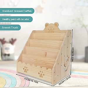 Stranthother Kids 5 Tier Bookshelf and Toy Organizer Bear Montessori Bookshelf for Kids Magazine Rack Book Display Organizer Classroom Bookshelves for Kids Bedroom,PlayroomNursery Kids Furniture