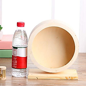 shlutesoy Pet Supplies Animals Toys Wooden Mute Roller Hamster Running Exercise Mouse Sports Wheel Pet Toy Wood Color M