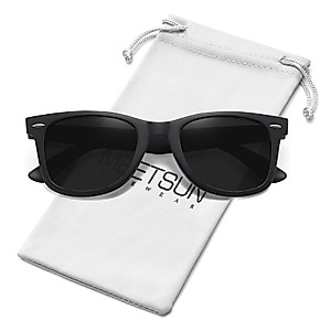 MEETSUN Polarized Sunglasses for Men Women Classic Retro Square Driving Sun Glasses UV400 Protection Matte Black