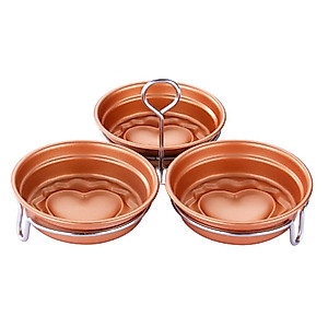 RJMPUCUT Stainless Steel Egg Poacher, Nonstick 3 Poached Egg Cups for Poached Mini Multi-function Egg Steamer with Stand, Metal Egg Cups with Oil Brush for Poached Eggs Poached Egg Tool