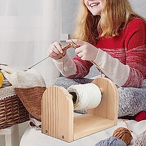 DYNWAVE Yarn Ball Holder Yarn Dispenser Organizer Yarn Winder Wood Yarn Skein Holder Thread Stand for Skein Cord Craft & Sewing Knit DIY Supplies, M 20x10x13cm
