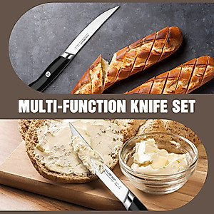 HAUSHOF Steak Knives Set of 6, German Stainless Steel Premium Serrated Steak Knife Set with Gift Box, Full Tang Design with Ergonomic Handle, Gifts Knife Set for Dad, Mom, Husband and Wife