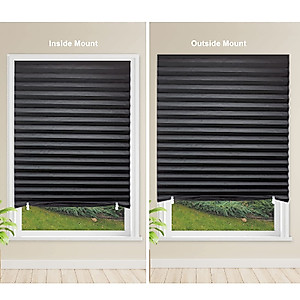 MYshade 6 Pack Temporary Blackout Paper Shades for Windows,Paper Pleated Blinds with Adhesive,No Tools No Drilling Free Cut Size Paper Room Darkening Shades(Black, 36" W x 72" H)