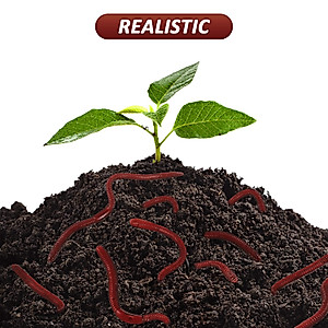 Gejoy 16 Pieces Fake Earthworm Plastic Lifelike Worm Soft Stretchy Rubber Earthworms Trick Toy for Halloween April Fool's Day Party