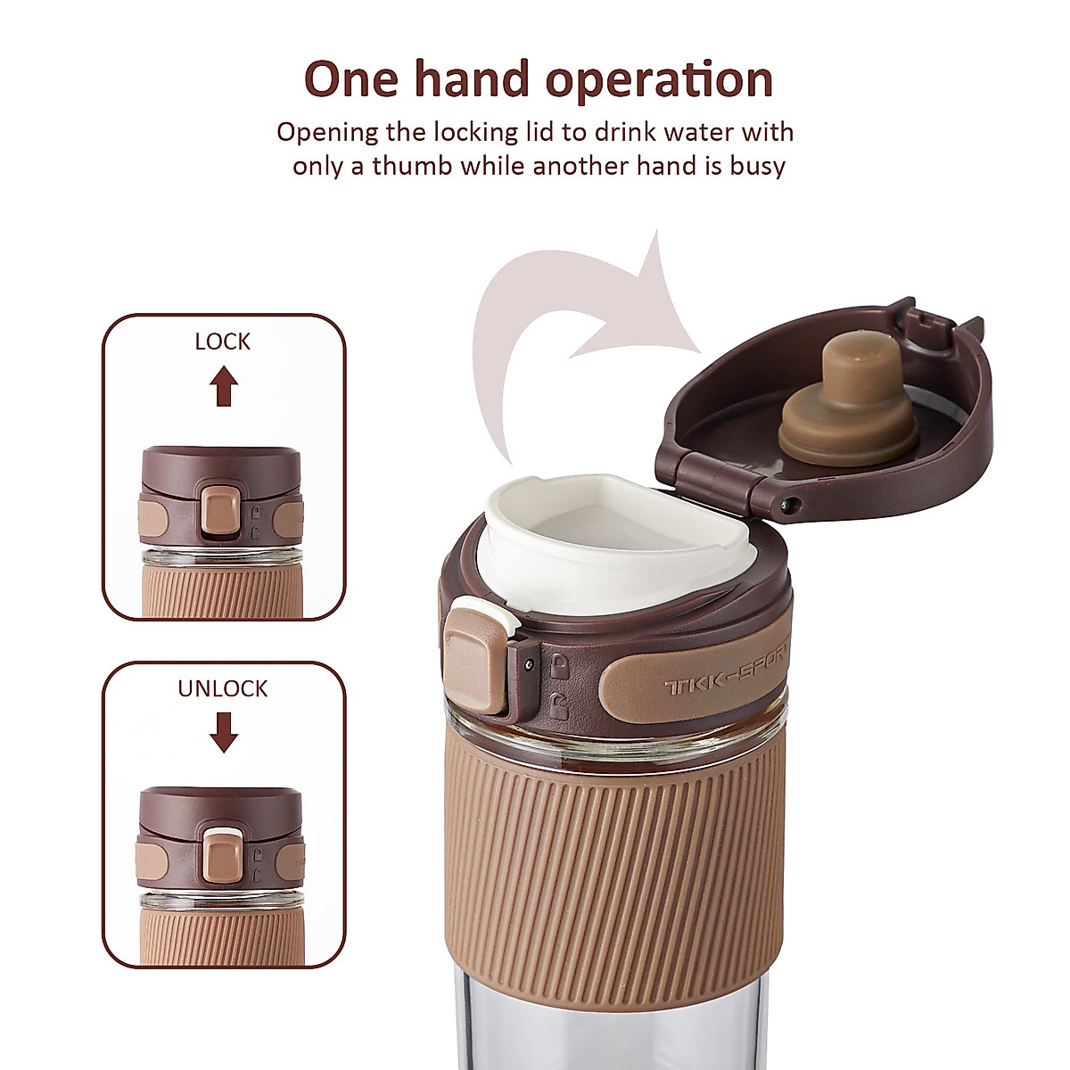 TKK Glass Travel Coffee Mug with Lid 15 OZ Leak Proof Reusable Coffee Cup with Silicone Sleeve - BPA Free, LightGreen-NEW