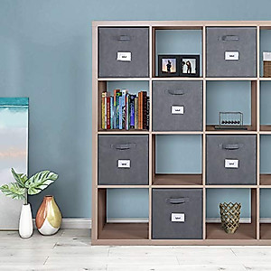 KEEGH Storage Cubes Cube Storage Bins 13x13x13 inch Foldable Fabric Closet Organizer for Shelves Storage Box Cubby Bins Cloth Nursery Decorative Basket with Handles, Dark Gray