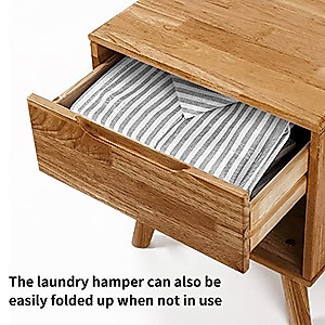 ZERO JET LAG 72L Laundry Hamper with Handles Large Laundry Basket Laundry Bin Collapsable Dirty Clothes Basket Laundry Bag Foldable Dirty Clothes Hamper (Striped Grey)