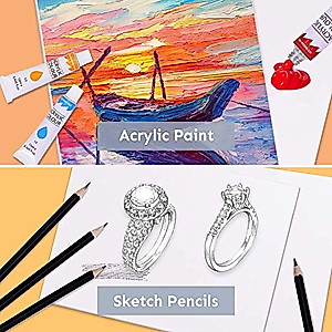 Paint Set,85 Piece Deluxe Wooden Art Set Crafts Drawing Painting Kit with Easel and 2 Drawing Pads, Creative Gift Box for Teens Adults Artist Beginners,Art Kit,Art Supplies