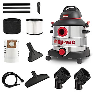 Shop-Vac 5989400 8 Gallon 6.0 Peak HP Wet/Dry Vacuum + 1-1/4" Round Brush 2 Pack…