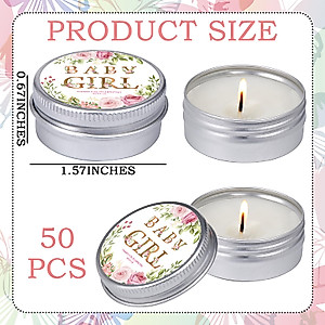 MTLEE 50 Pcs Baby Shower Scented Candles Gift Travel Tin Candle Aromatherapy Candle Favors for Winter Baby Shower Favors Wedding Gifts, Compound Scent Essential Oil(Baby Girl)