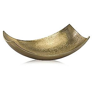 Modern Day Accents 3533 Cucha Large Scoop Gold Bowl, Shiny, Aluminum, Tabletop, Accent Piece, Centerpiece, Fruit Bowl, Fruit Holder, Potpourri Bowl Home Office or Room Decor 17.25"L x 9.75"W x 5.5"H