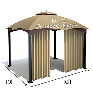 Tanxianzhe Gazebo Replacement Privacy Curtain 10' x 10'+Tanxianzhe 5FT x 8FT Grill Gazebo Shelter Replacement Canopy Cover Double Tiered BBQ Roof Top