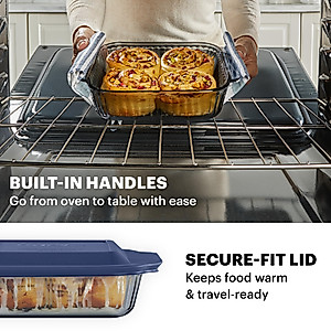 Pyrex Colors (8"x8") Tinted Glass Baking Dish with BPA-Free Lid, Oblong Bakeware Glass Pan For Casserole & Lasagna, Dishwasher, Freezer, Microwave and Pre-Heated Oven Safe, Smoke