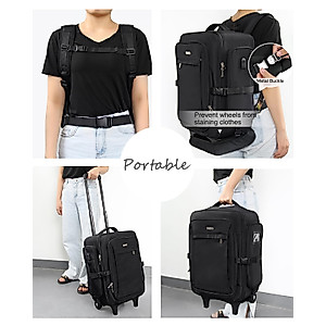 Makeup Backpack Rolling Makeup Case for Makeup Artists Large Capacity Cosmetic Storage Organizer Box for Cosmetics, Makeup Brushes, Hair Tools, Nail Polish (Black, Large)