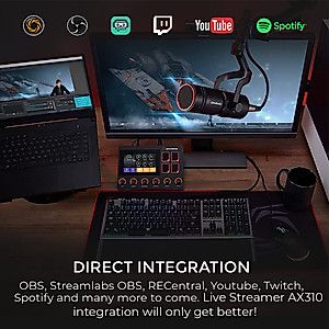 AVerMedia Live Streamer AX310 - Creator Control Center, 6 Track Audio Mixer with IPS Touch Panel, Trigger Actions on OBS, Streamlabs, Spotify, VTube, Twitch, ​YouTube, and more