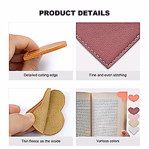 6 Pcs Leather Heart Bookmark, BetterJonny Corner Page Book Marks for Women, Kids, Book Accessories for Reading Lover Cute Handmade Book Reading Gift for Book Lovers