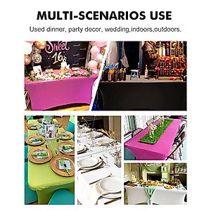 SEPARO - 2Pack, 6FT Spandex Table Cover Fitted Rectangular Tablecloth Stretchable Fabric Lycra Tablecloth 6 ft Wrinkle-Free for Party Dj Tradeshows Banquet Weddings Cocktail, 2 Pcs