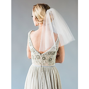 Aukmla Wedding Veil 1 Tier Short Bridal Veil Shoulder Length with Comb (15.74 Inches)
